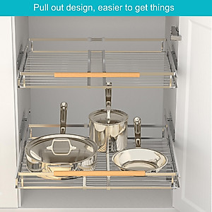 iPEGTOP Pull Out Cabinet Drawer Shelf Organizer, Extendable Sliding Slide Out Pantry Shelves Storage Heavy Duty for Kitchen Bathroom, Adjustable Width 23.1~39.9" W x 22.4" D