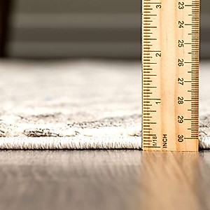 Abani Rugs Contemporary Sand Dunes Area Rug - Modern 6’ x 9’ Blue & Beige Premium No-Shed Under Table Area Rug