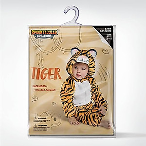 Spooktacular Creations Halloween Baby Tiger Costume, Toddler Unisex Pajama Jumpsuit, Zip-up Romper Plush for Toddler Animal Pajamas Dress Up