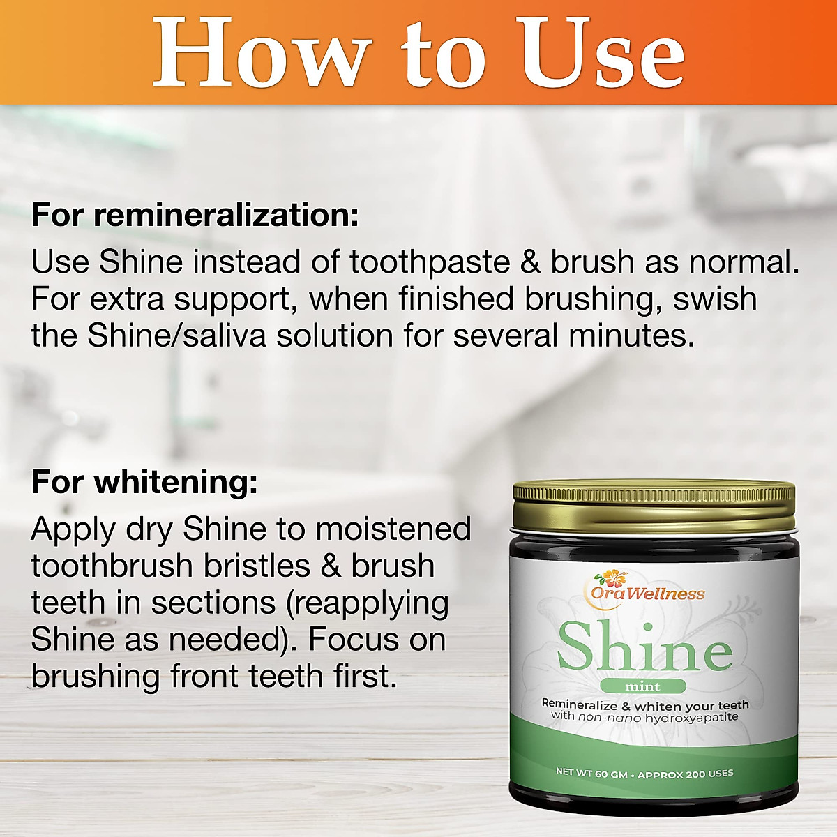 OraWellness Shine Remineralizing Natural Teeth Whitening Powder in Mint + Healthy Mouth Blend Organic Toothpaste & Mouthwash Alternative Tooth Oil