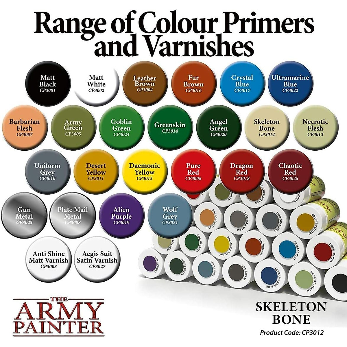 The Army Painter Color Primer Spray Paint, Skeleton Bone, 400ml, 13.5oz - Acrylic Spray Undercoat for Miniature Painting - Spray Primer for Plastic Miniatures