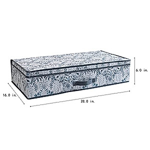Laura Ashley Non-Woven Under The Bed Storage Box | Dimensions: 28"x 16"x 6" | Bedroom Organization | Foldable | Lidded | Parterre