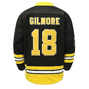 Livrania Men's Boston Happy Gilmore #18 Adam Sandler 1996 Movie Ice Hockey Jersey Stitched Letters and Numbers S-XXXL(18Black-Large)