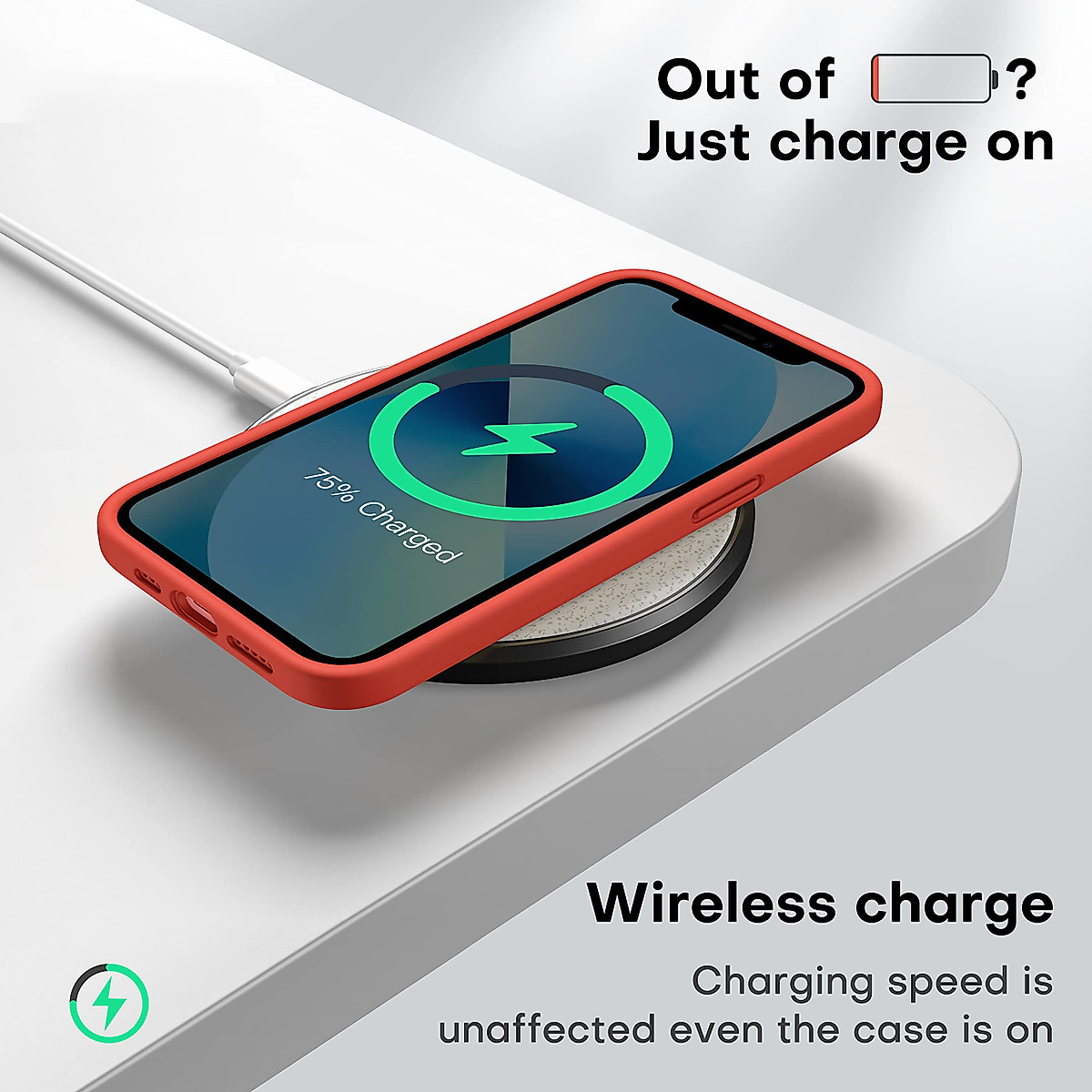 CellEver Heavy-Duty Silicone Case for iPhone 13 Mini - Two Shatterproof Glass Screen Protectors, Military Drop Protection, Scratch-Free Interior, Bright Red