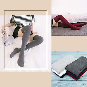 Thigh High Socks for Women Casual Over the Knee High Socks Stockings for Anniversaries or Holidays(Grey,6 Pairs)