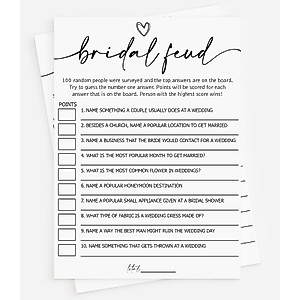 All Ewired Up 50 Bridal Family Feud (50-Cards) Fun Wedding Shower Decorations Engagement Party Rehearsal Dinner Game Activity, Minimalist Script