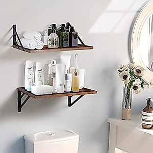 Tectocker-DOU 2 Pc Deep Floating Shelves ; 15.7” Long x 11.8” Deep Wall Mounted Hanging Shelves for Living Room, Kitchen, Office, Bathroom and Bedroom Decor; Storage and Display Shelf Set