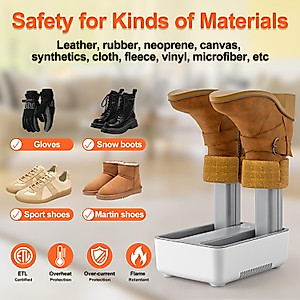LAVIEAIR Boot Dryer Shoe Dryer for Work Boots, Sneakers, Short Boots, Martin Shoes, Gloves, Boot Warmer with Heat, Fan, Timer and Temperature Selection