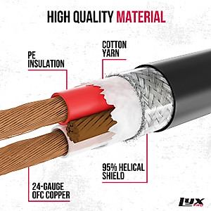 LyxPro 100 Feet ¼ TRS to ¼ TRS Balanced Audio Cable, Superior Signal Transfer, Crystal Clear High Frequency, Noiseless, Durable & Flexible Patch Cable, Professional Grade Heavy Duty Male to Male