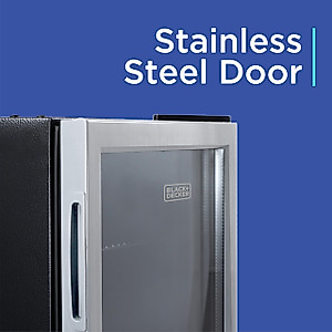 BLACK+DECKER 2.4 Cu. Ft. Beverage Cooler, Beverage Fridge with Double Pane Glass Door, Drink Fridge and Beverage Refrigerator with 76-Can Capacity for Home Bar, Home Office and More