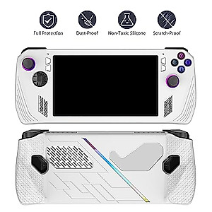 Protective Case for Rog Ally, DOBEWINGDELOU Soft Silicone Cover Case for ASUS Rog Ally Gaming Handheld, Full Protection, Anti-Scratch, Anti-Slip, and Shock-Absorbing Protective Case White