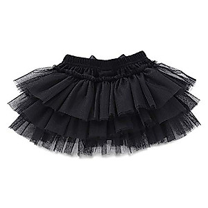OPAWO Baby Girls Tutu Skirt Infant Toddler Tulle Dress Skirt Baby Bloomers with Diaper Cover Cake Smash Outfit Girl 0-24 Months(Black)