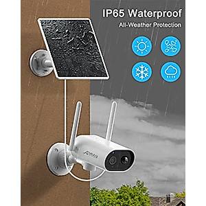 ANRAN Security Cameras Wireless Outdoor with PR 180°, 2K Solar Security Camera Outdoor with Solar Panel, PIR Human Detection, 2-Way Talk, Night Vision, IP65 Waterproof, Compatible with Alexa, S2 White