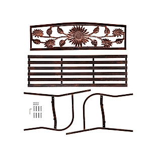 Plow & Hearth Weatherproof Outdoor Bench | Holds Up to 300 lbs | Garden Patio Porch Park Deck | Metal | Bronze