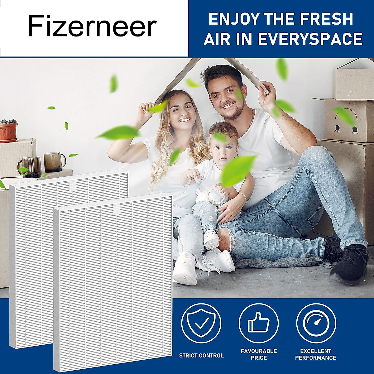 Fizerneer D360 Ture HEPA Replacement Filter Compatible with Winix D360 Air Purifier, Item Number 1712-0101-02, 2 Ture HEPA Filter Only