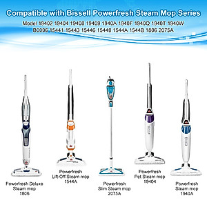 Steam Mop Replacement Pads Compatible with Bissell Powerfresh Steam Mop Pads for Bissell 1940 1806 1544 1440 2075 2685 Series Mops Resuable Floor Steamer Mop Pad Refills for Dry & Wet Cleaning, 8 Pack