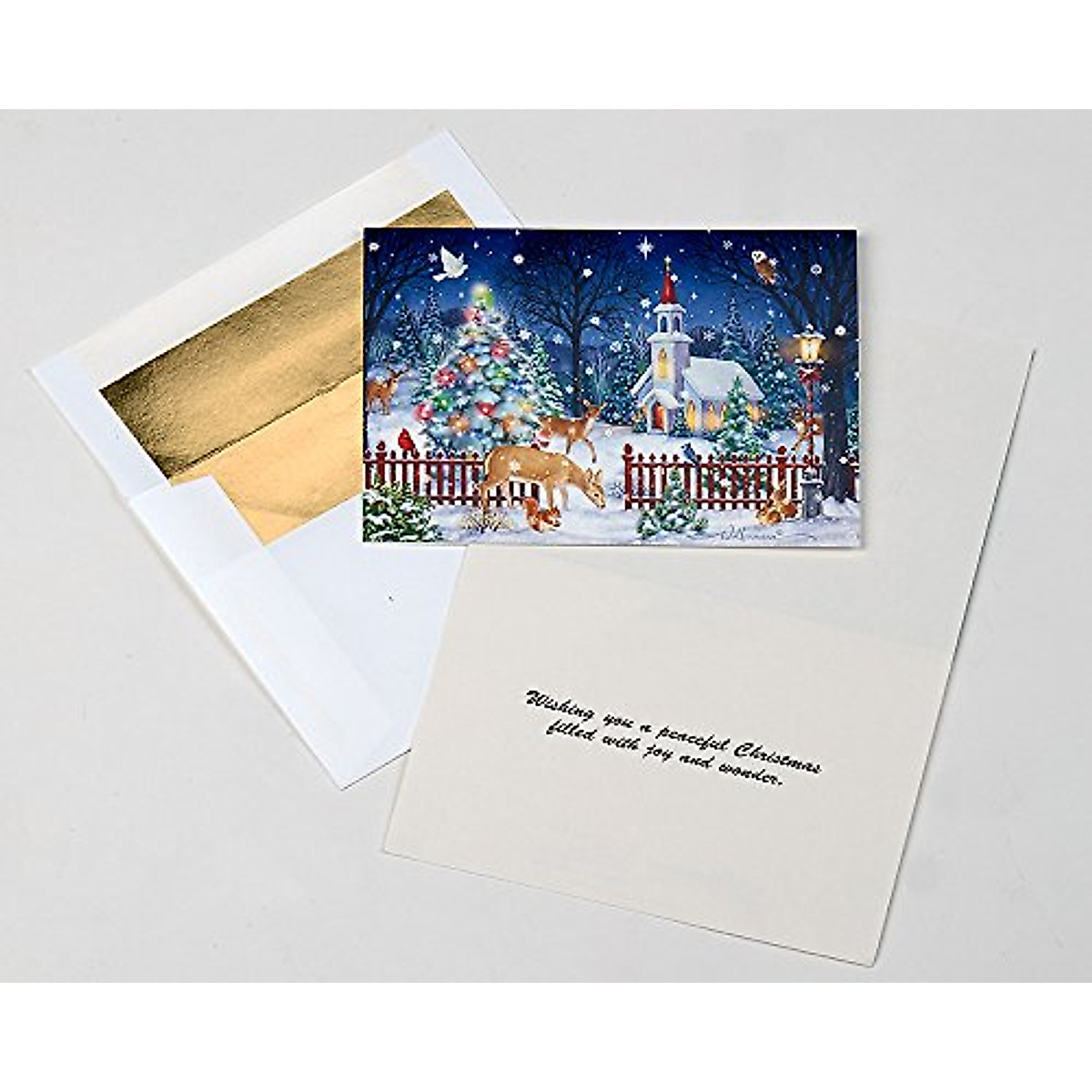 Peaceful Night Boxed Christmas Cards - 15 Cards & 16 Foil Lined Envelopes