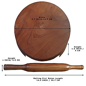 Wooden Belan Chakla, Wooden Chakla Belan, Wooden Circular Board with Rolling Pin