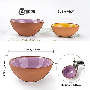 DeeCoo 3.5 oz Terracotta Pinch Bowls, Ceramic Dip Mini Bowls Set Soy Sauce Dish/Bowls, Condiments Server Dishes - Good for Ketchup, Soy Sauce, BBQ and Other Party Dinner (Set of 8)
