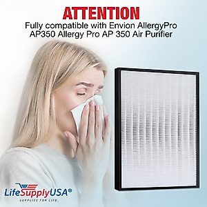 LifeSupplyUSA HEPA Filter Replacement for Envion AllergyPro AP350 Air Purifier Allergy Pro AP 350 will not work with Whirlpool AP350.