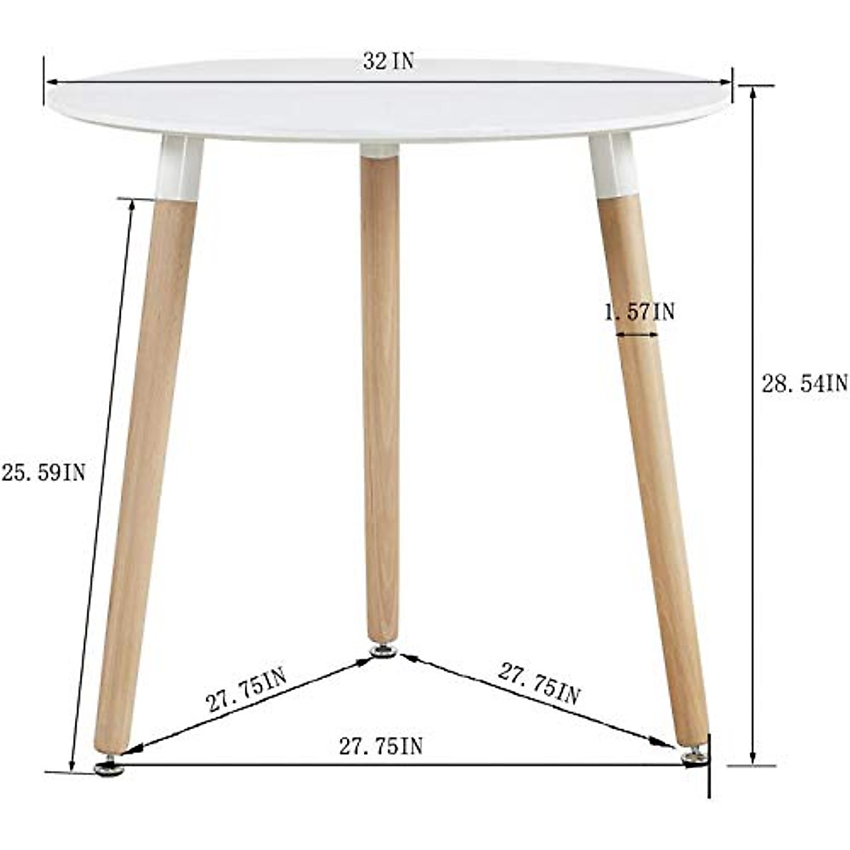 GreenForest Dining Table White Modern Round Table with Wood Legs for Kitchen Living Room Leisure Coffee Table