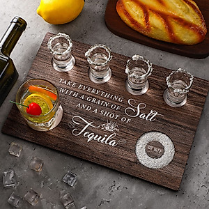 Shot Glasses Serving Tray Wooden Flight Tray Glass Holder Shot Glasses Board Bar Serving Trays for Bar Restaurant Party Family Gathering Can Display Men Women Friends Gifts (13 x 8.7 Inch, Brown)