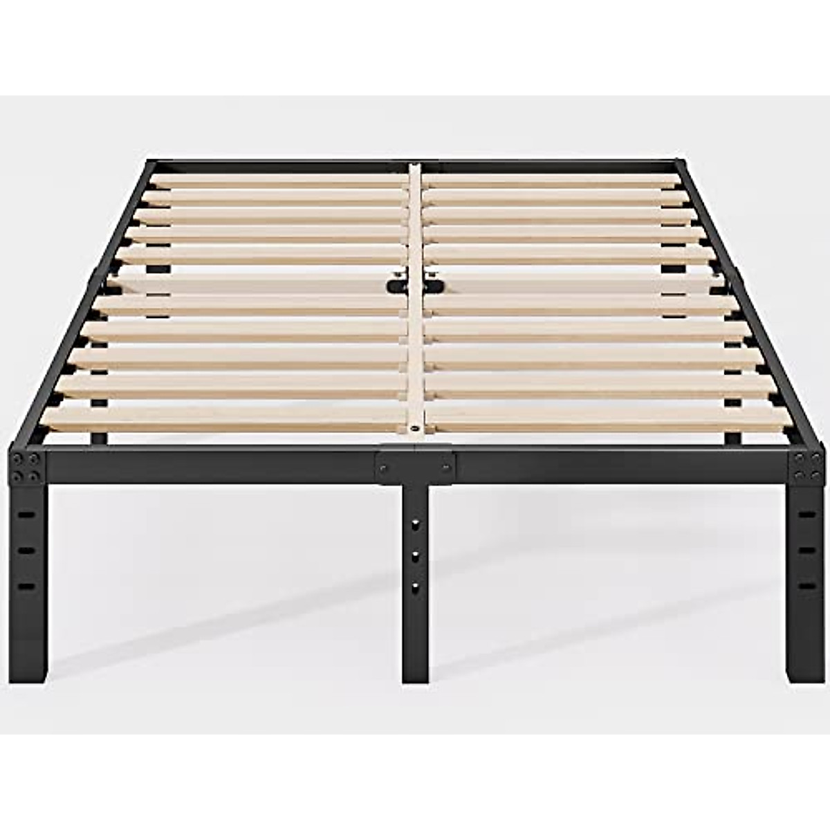 Breezehome Queen Size Bed Frame with Wide Wood Slats / 14 Inch High Heavy Duty Metal Mattress Foundation/Noise-Free Platform/No Box Spring Needed/Easy Assembly