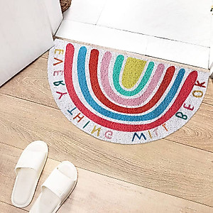 Prettybuy Semi-Circle Rainbow Doormat Cute Rugs Indoor and Outdoor Mats Non-Slip Rugs Doorway Mat Welcome Mats Area Rugs for Living Room Bedroom Bathroom,31.5in*15.7in