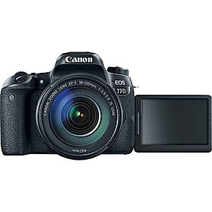 Canon EOS 77D DSLR Camera with 18-135mm USM Lens (1892C002) + 64GB Memory Card + Case + Card Reader + Flex Tripod + Hand Strap + Cap Keeper + Memory Wallet + Cleaning Kit (Renewed)