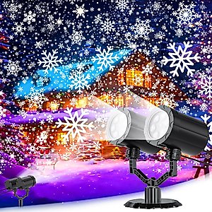 GUSODOR Christmas Projector Lights Outdoor LED Snowflake Projector Lights Christmas Decorations Yard for Lawn Xmas Party Patio Stage Holiday Carnival
