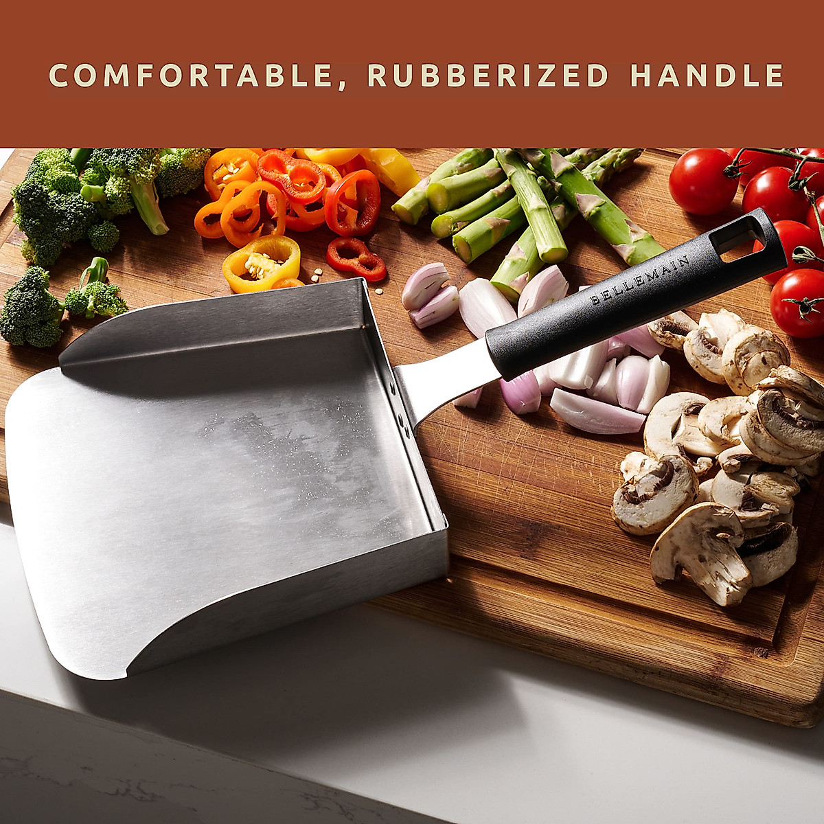 Bellemain Smash Burger Spatula for Griddle - Stainless Steel Griddle Scraper Tool, Large Griddle Spatula - Fried Food Scoop, Stir Fry Spatula, Food Mover - Hibachi Tools, Flat Top Grill Accessories