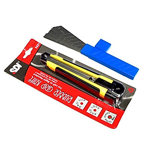 SDI-5431 Snap-off Utility Knife with 12 Set of Sk2+cr Blades, 18mm Heavy Duty Rubber Grip Cutter for Right or Left Handed User