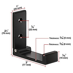 heneng 10 Pcs Black Folding Coat Hook 3", Aluminium Alloy Folding Clothes Coat Rack Single Hook Wall Mounted, Foldable Wall Mount Headphones Holder, Headset Wall Hanger, Max.Load 44lb