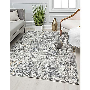 Rugs America Austin AD90A Iron White Abstract Transitional Area Rug 5'3" x 7'0"