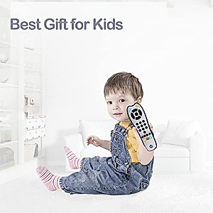 Baby Realistic TV Remote Control Toy with Light and Sound, Upgrade Adjustable Volume, Early Educational Musical Toys with 3 Language English,French and Spanish Gift Toy for 3+ Months Boys or Girls