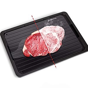 MEIDUNG Rectangular Silicone Defrosting Tray with Drip Plate, Tongs and Sponge for Fast and Safe Thawing of Frozen Foods