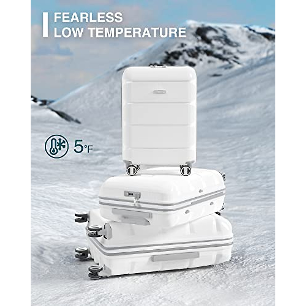 LUGGEX White Luggage Sets 3 Piece for Women - Expandable Carry on Luggage Set with Spinner Wheels - Lightweight Fashion Travel Companion