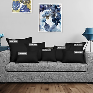 Utopia Bedding Throw Pillows Insert (Pack of 2, Black) - 12 x 20 Inches Bed and Couch Pillows - Indoor Decorative Pillow