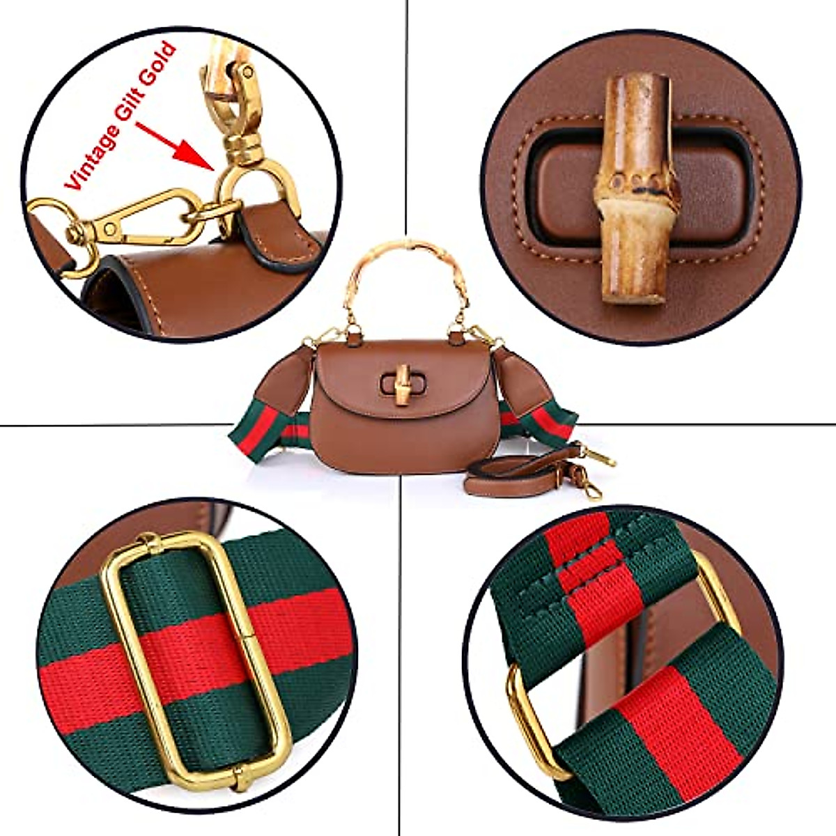 Crossbody Top Handle Handbag Crossbody Bag For Women Lightweight Leather Bamboo Top handle Crossbody bag Women Handbag Bamboo Fashionable Casual Satchel Handbag Shoulder Bag