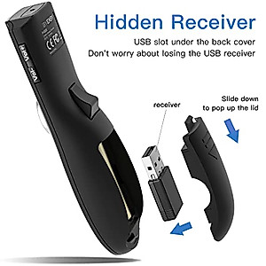 BYEASY Wireless Presenter,RF 2.4GHz Presentation Clicker Remote 100 FT, USB PowerPoint PPT Clicker, Volume Control for Google Slides- Black