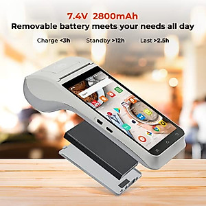 MUNBYN POS Receipt Printer, Android 9.0 POS, Wireless 58mm Bluetooth Receipt Printer, 4G, Wi-Fi POS System, 5.5" Touch Screen Android Handheld POS Terminal, CashStock Loyverse iREAP Retail Sales Print