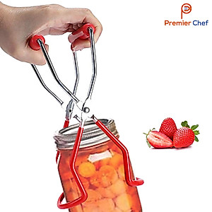 Premier Chef Canning Jar Lifter-Canning tongs- Safely remove any size canning jar from boiling water-Quality stainless steel