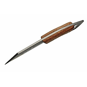 9.5" Ring Seax Hunting Edc Camping Outdoor Knife Full Tang Carbon Steel Blade Wooden Handle Finger Ring Pommel Steel Pins Brown Leather Sheath With a Belt Loop