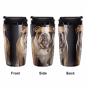NTVOWPZO Travel Coffee Mug English Bulldog Insulated Travel Mug Stainless Steel Coffee Tumbler Travel Coffee Cup Reusable Coffee Cups with Lids for Hot And Cold Drink