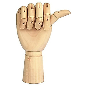 Wood Artist Drawing Manikin Articulated Mannequin with Wooden Flexible Fingers 10" Right Hand (10 inches-Right Hand)
