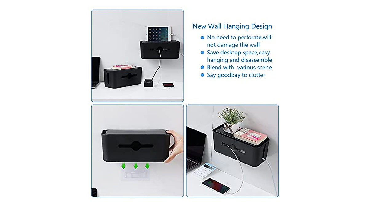 Cable Management Box for Home & Office – Hide Power Strips & Wires