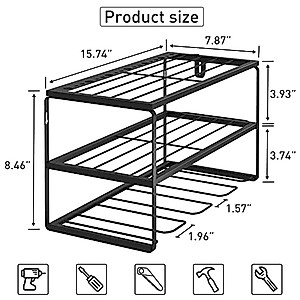 Dosker Tool Shelf & Organizer Wall Mounted Garage Storage Rack 3 Layers Heavy Duty Metal Drill Holder Utility Storage Rack Garage, Workshop and Warehouse for Dad Gifts 2PC