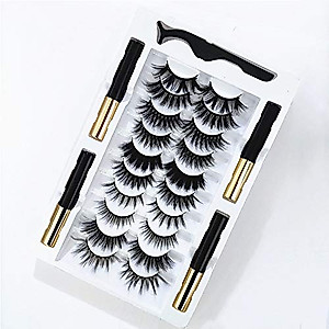 DAODER Magnetic Eyelashes Magnetic Lashes with 4 Tubes Eyeliner Kit 6 Magnets Natural Dramatic Lashes Mixed Wispy Long False Eyelashes Reusable 10 Pairs