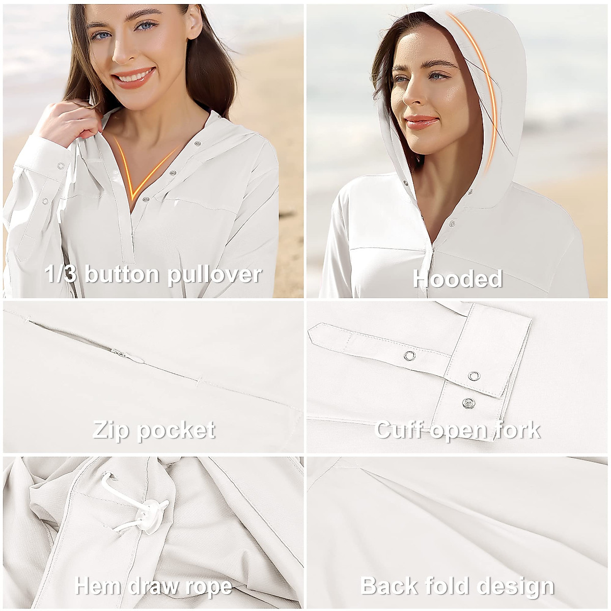 Mabove Women's UPF 50+ Sun Protective Hoodie Fall Long Sleeve Sun Shirts SPF Hiking Fishing Lightweight Shirt,Aqua Green-B-L