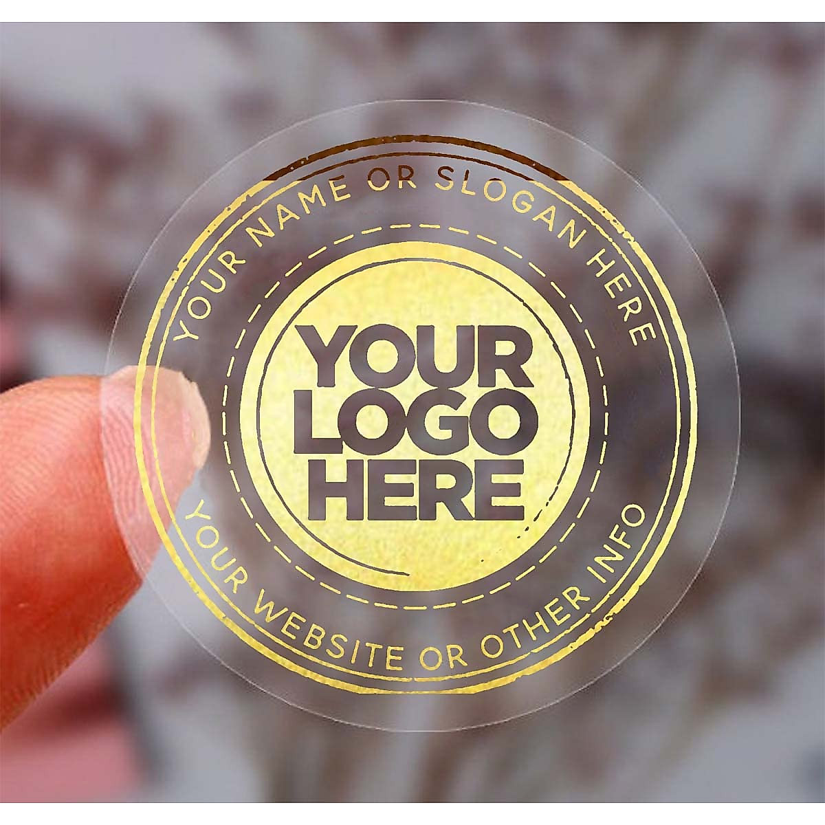 Custom Clear Stickers Personalized Circle Labels Stickers Create Your own Custom Business Logo Metallic Gold Stickers for Wedding Favor Party Baptism